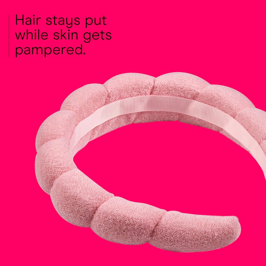 Spa Makeup and Face Washing Headband, Pink Bubble Design, 1 Count ...